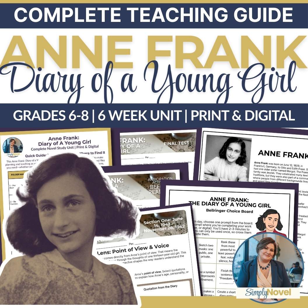 Anne Frank Diary of a Young Girl Novel Study Unit (Memoir) - Activitie ...