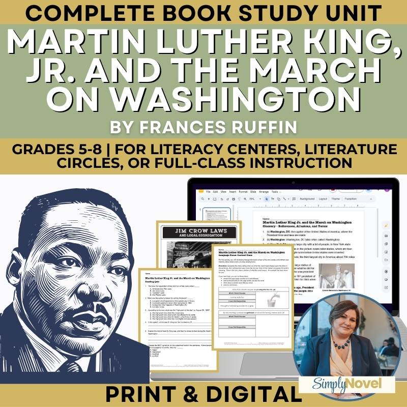 MLK and March on Washington Book Unit - Questions, Quiz – Simply Novel