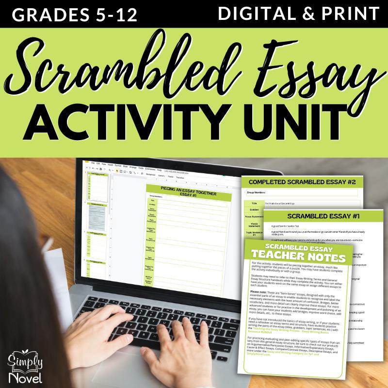 Scrambled Essay Activity – 5-Paragraph Essay Structure – Simply Novel
