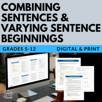Sentence Combining & Varying Sentence Beginnings Handouts - Print & Di ...
