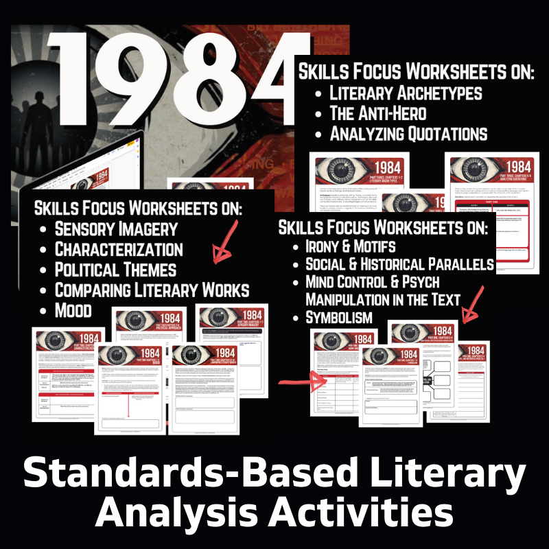 1984 Literature Guide Novel Study Resource No-Prep BUNDLE - Print & Di ...