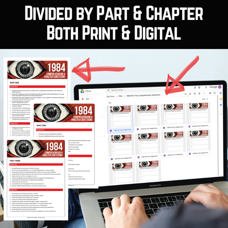 1984 Novel Study Unit Comprehension and Analysis Questions by Part, Ch ...