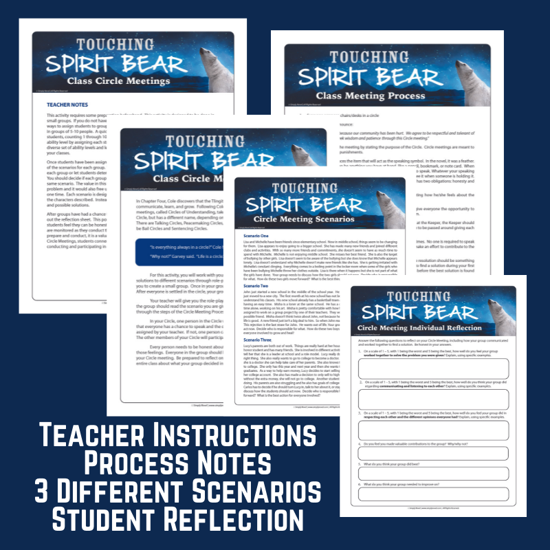 Touching Spirit Bear Novel Study Activity - Class Circle Meetings ...