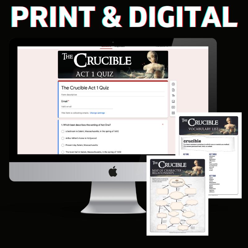 The Crucible Unit Teaching Resource BUNDLE - No-Prep 180+ Pages Print ...