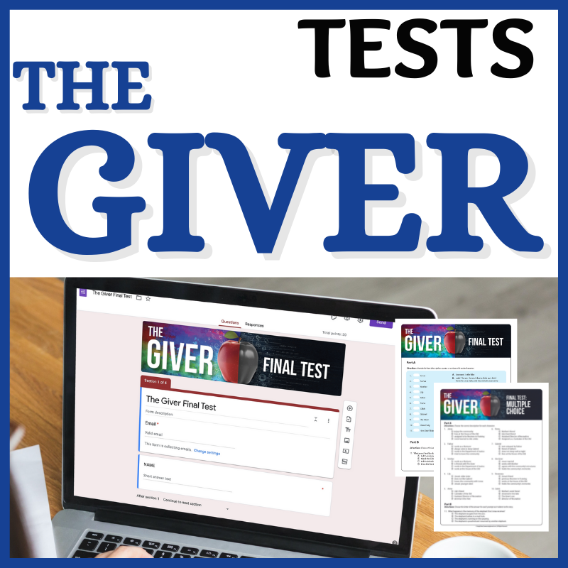 The Giver Novel Study Final Unit Tests - Multiple Choice and Mixed Res ...