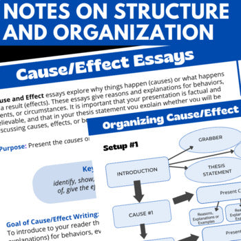 Cause and Effect Essay Unit - Lesson Handouts and Graphic Organizers ...