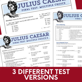 Julius Caesar Unit Plan Final Tests - Three Print & Digital Self-Gradi ...