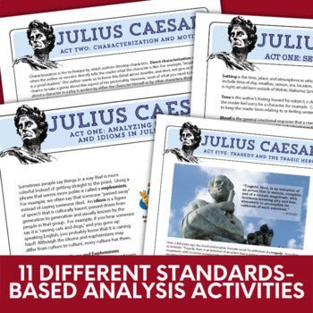 Julius Caesar Unit Study Standards-Based Literary Analysis Activities ...