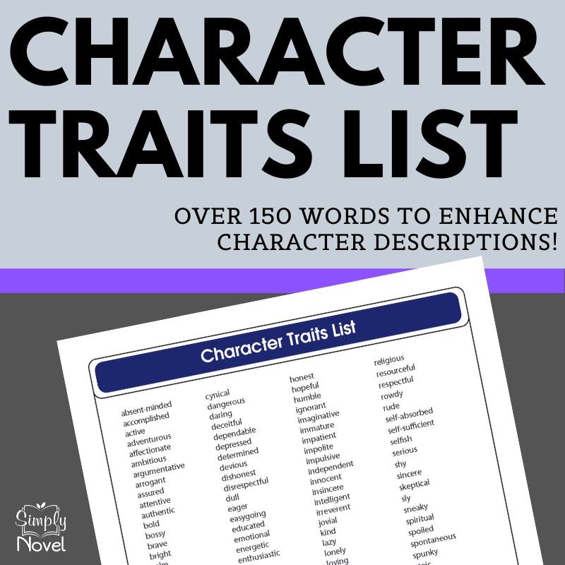 Character Traits List - Over 160 Words to Describe Character – Simply Novel